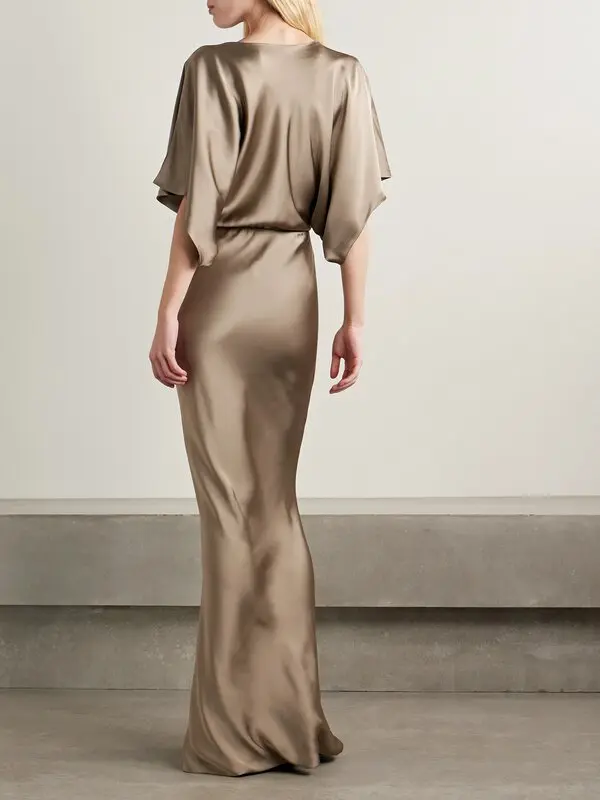 Norma Kamali Obie Satin Gown - Neutrals