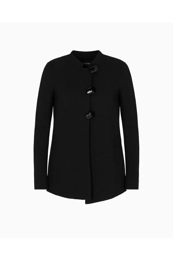 Emporio Armani Embossed Textured Jersey Jacket - Black