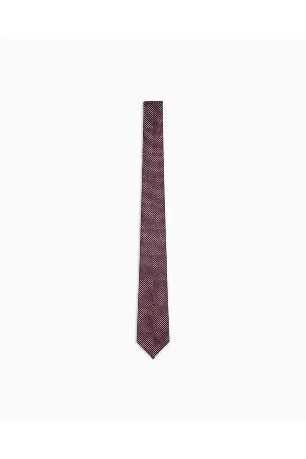 Giorgio Armani Silk Neck Tie With Jacquard Micro-pattern - Red