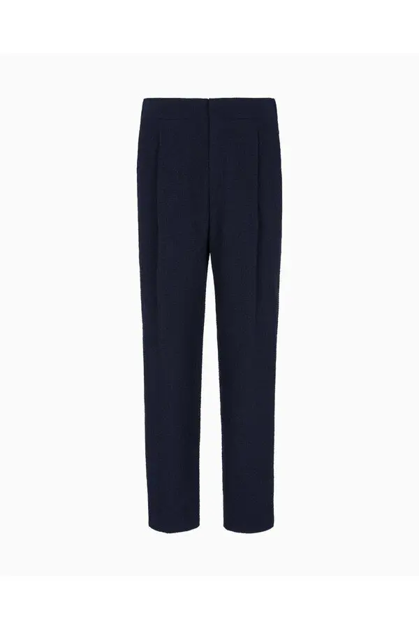 Giorgio Armani Single-pleat Seersucker Trousers - Blue