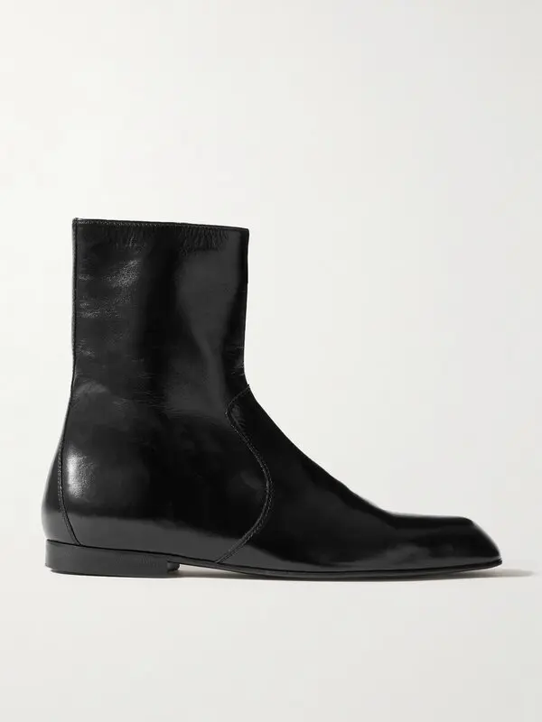 Khaite Colt Glossed-leather Ankle Boots - Black