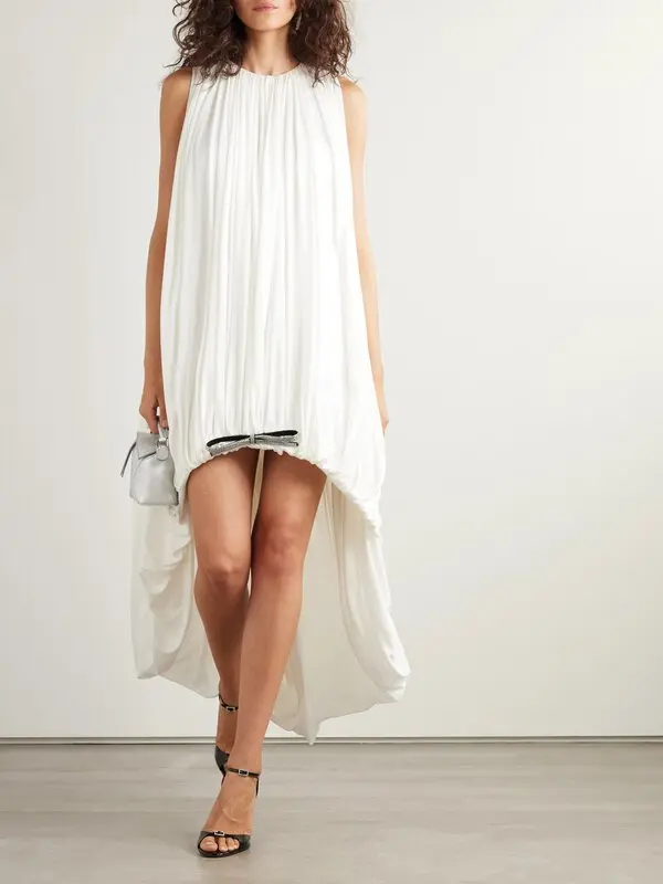 Loewe Embellished Asymmetric Draped Silk-jersey Halterneck Dress
