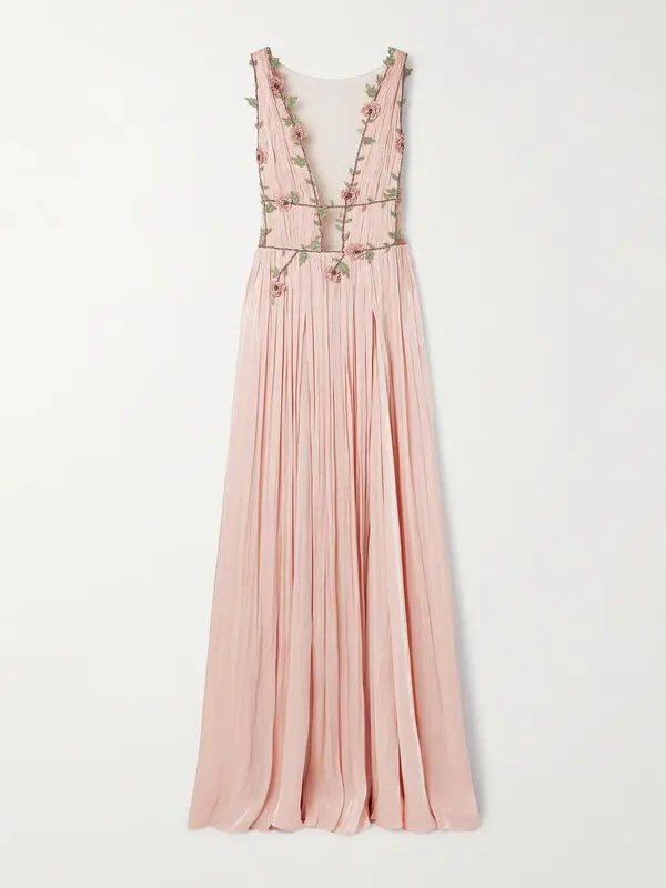 Costarellos Nalina Embellished Tulle-trimmed Lamé Gown - Pink
