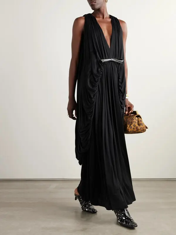 Loewe Embellished Draped Gown - Black