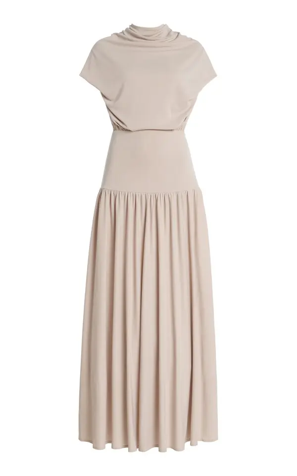 KALLMEYER Victoria Draped Jersey Midi Dress - Grey