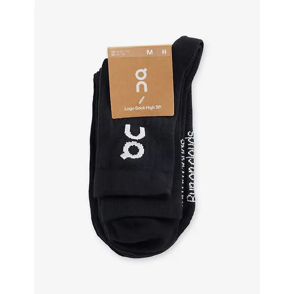 On Three-pack Stretch-cotton Blend Socks - Black