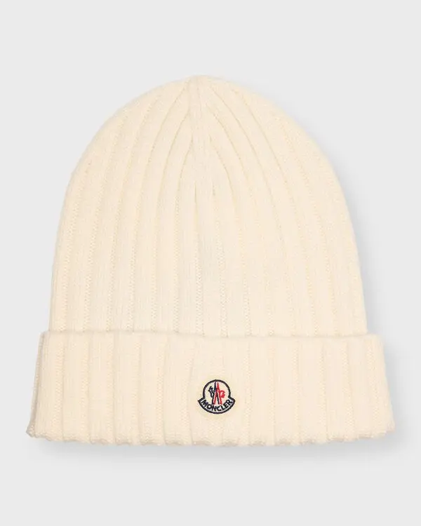 Moncler Ribbed Wool Beanie - White