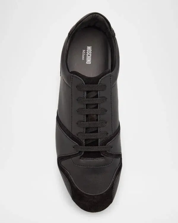 Moschino Leather And Suede Low-top Sneakers