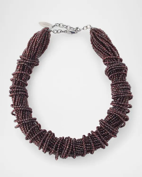 Brunello Cucinelli Glass Beaded Collar Necklace - Cmoro Red Wine