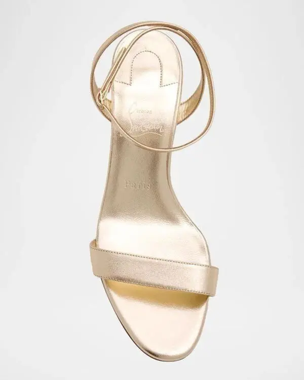 CHRISTIAN LOUBOUTIN 80mm Metallic Leather Sandals - Platine