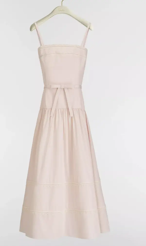 Dior Mid-length Flared Dress With Belt - Pink