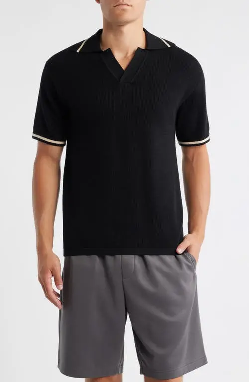 MAVRANS Textured Polo Sweater - Black