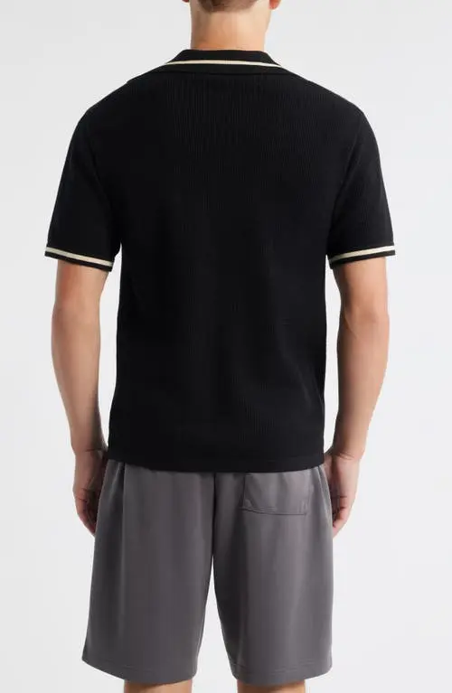 MAVRANS Textured Polo Sweater - Black