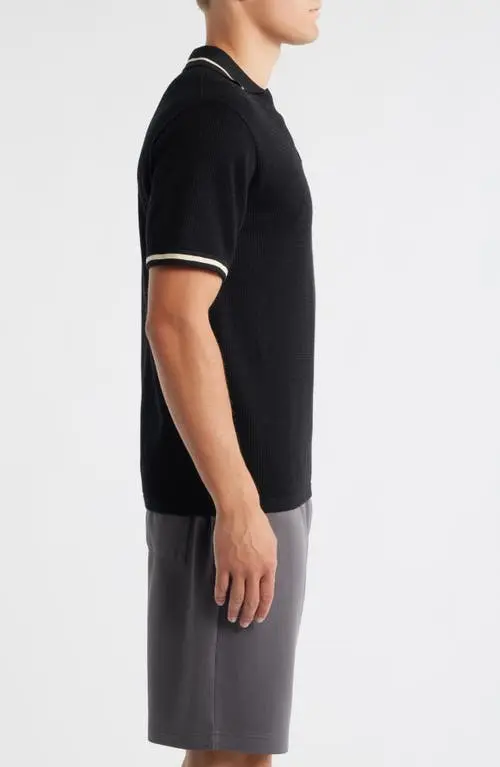 MAVRANS Textured Polo Sweater - Black
