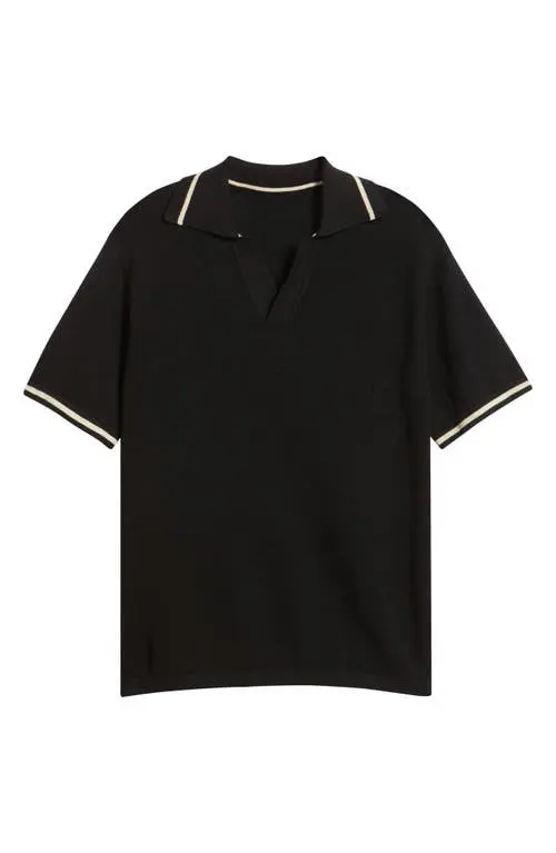 MAVRANS Textured Polo Sweater - Black