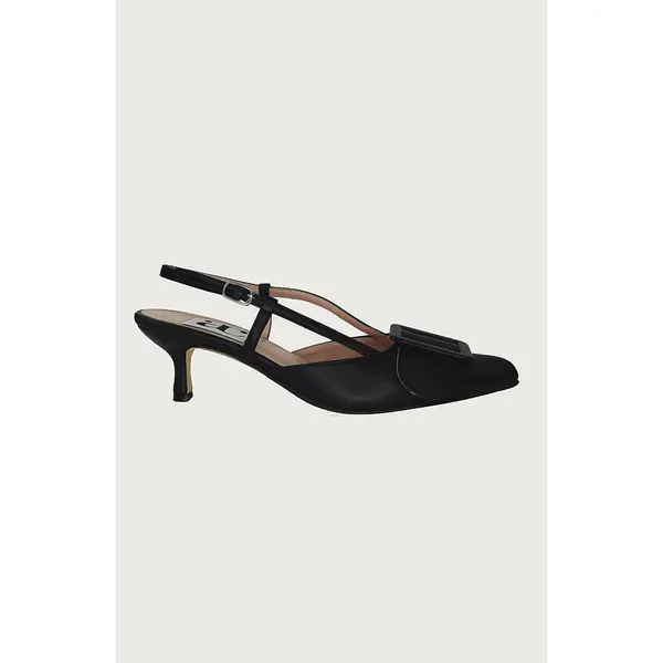 ANDREA CARRANO Mia Slingback Kitten Heel - Black Leather