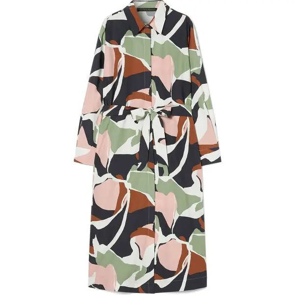 Marina Rinaldi Emanuel Abstract-print Shirtdress - Coral/green/white Multi