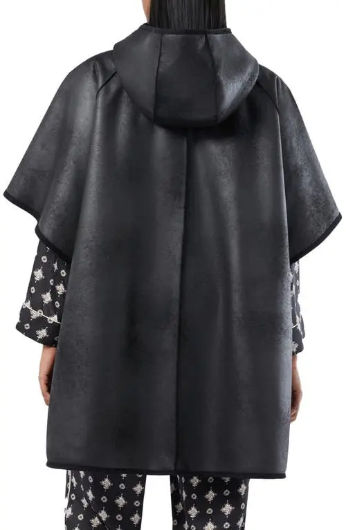 Marina Rinaldi Reversible Faux Fur Hooded Cape - Black
