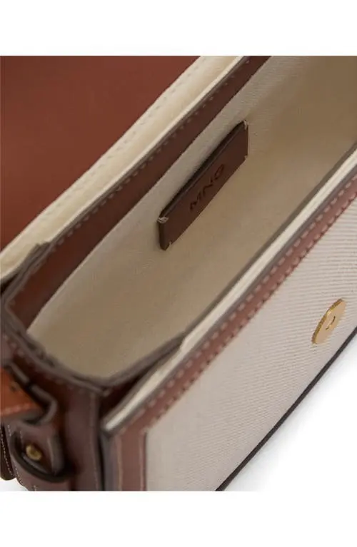 Mango Contrast Canvas & Faux Crossbody Bag