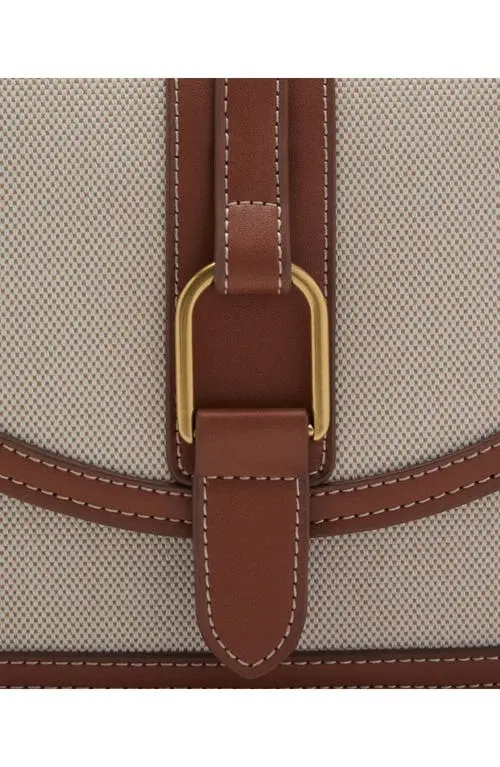 Mango Contrast Canvas & Faux Crossbody Bag