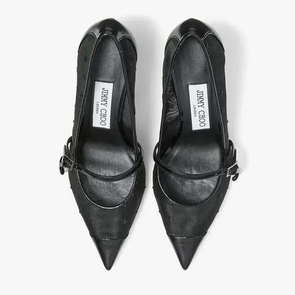 JIMMY CHOO Aren Pump 65 Spazzolato And Heart Mesh Pumps With Pearl Charm