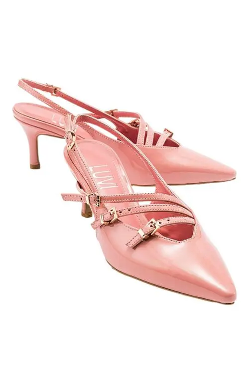 PROLOGUE SHOES Pointed-toe Slingback Stiletto - Blush Patent Faux Leather