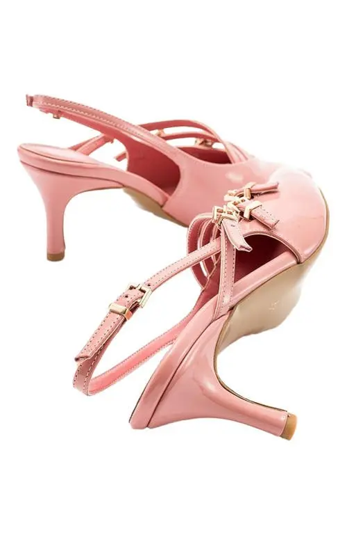 PROLOGUE SHOES Pointed-toe Slingback Stiletto - Blush Patent Faux Leather