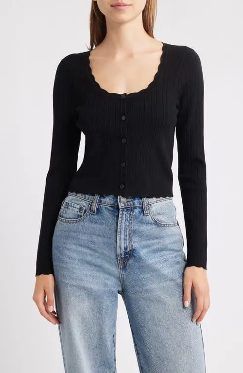 LoveShackFancy Martti Scallop Trim Pointelle Cardigan