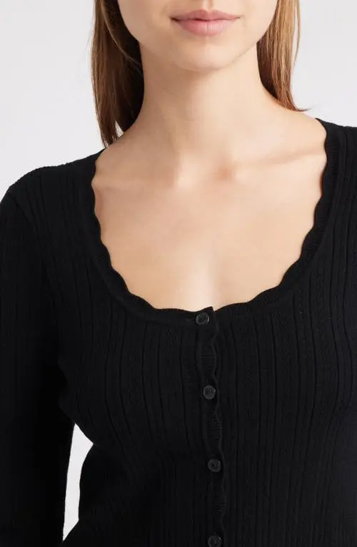 LoveShackFancy Martti Scallop Trim Pointelle Cardigan