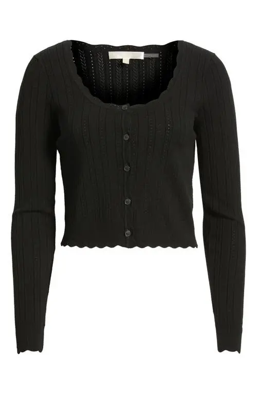 LoveShackFancy Martti Scallop Trim Pointelle Cardigan