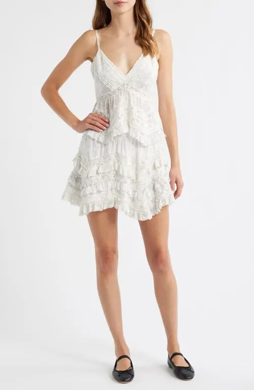 LoveShackFancy Lace Trim Tiered Cotton Miniskirt