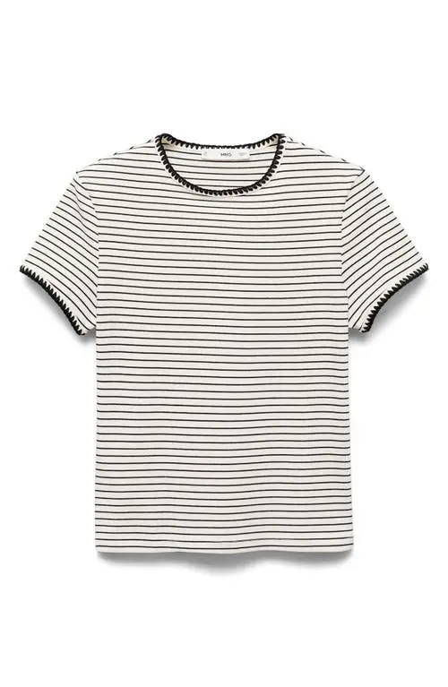 Mango Contrast Stitch Trim T-shirt