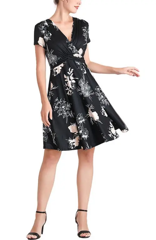 KIMI + KAI Faux Wrap Maternity/nursing Dress - Multicolored
