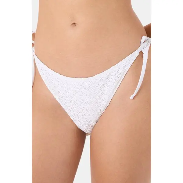 Roxy Open Stitch Side Tie Bikini Bottom - White