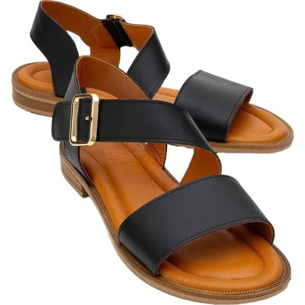 FOREVER & ALWAYS SHOES Majesty Leather Sandal - Black Leather