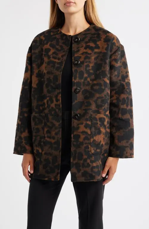 Anne Klein Leopard Print Topper Coat