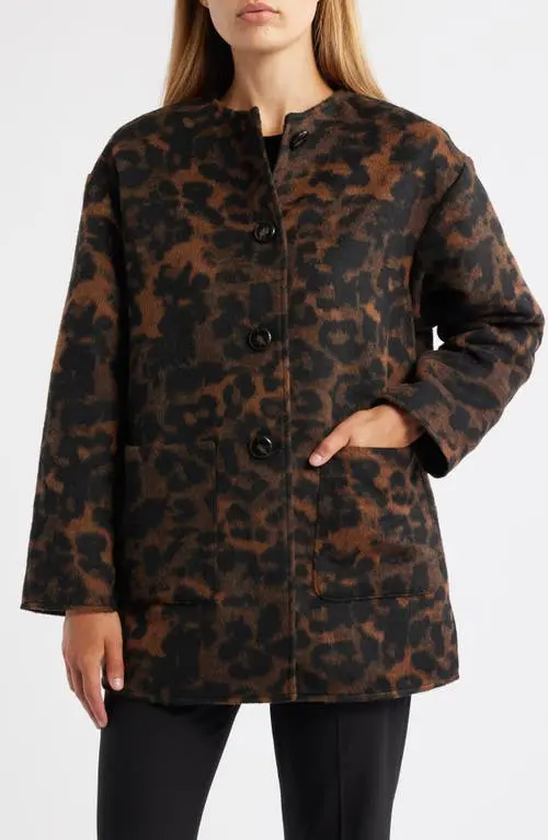 Anne Klein Leopard Print Topper Coat