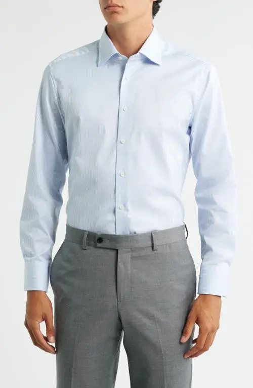 1863 BY ETERNA Luxury Slim Fit Micro Stripe Non-iron Dress Shirt