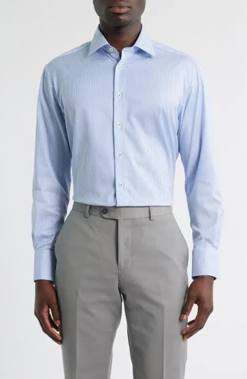 1863 BY ETERNA Luxury Modern Fit Micro Stripe Non-iron Dress Shirt - Blue