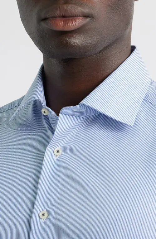 1863 BY ETERNA Luxury Modern Fit Micro Stripe Non-iron Dress Shirt - Blue