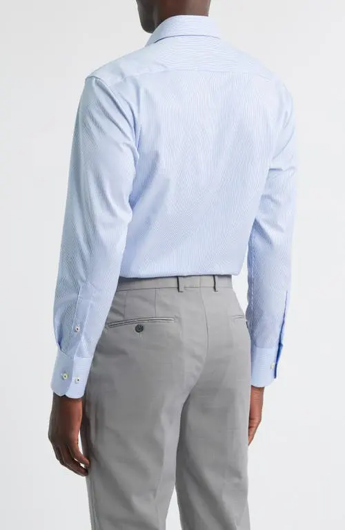 1863 BY ETERNA Luxury Modern Fit Micro Stripe Non-iron Dress Shirt - Blue