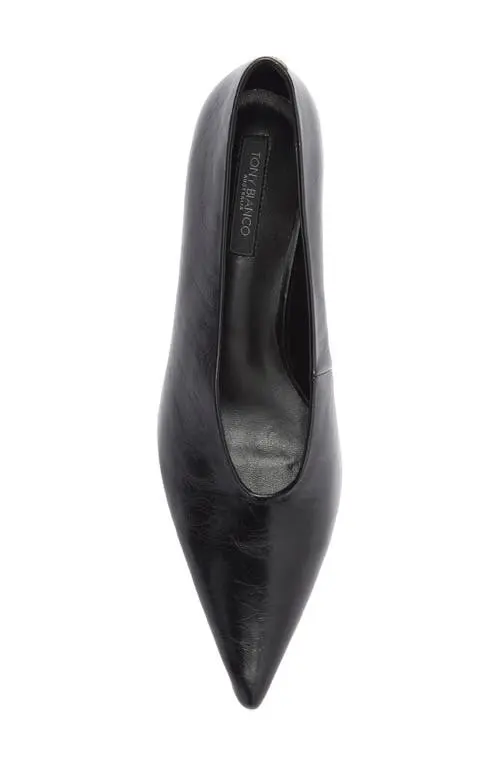 TONY BIANCO Cherry Pointed Toe Kitten Heel Pump - Black Crinkle