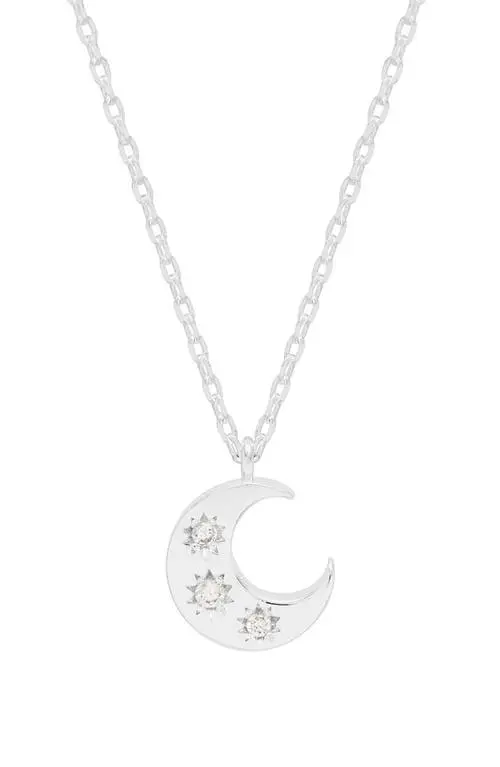 Estée Lauder Cubic Zirconia Moon Pendant Necklace - Silver