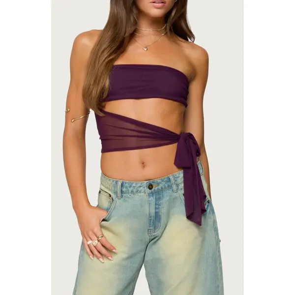 EDIKTED Amaro Strapless Top With Side Tie