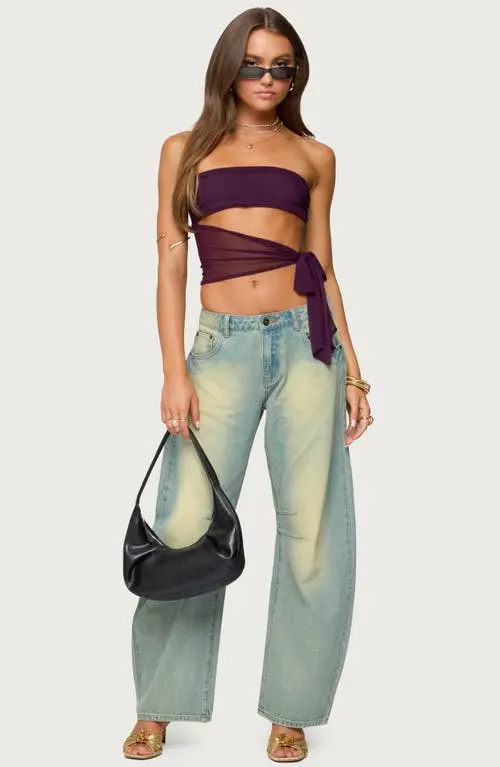 EDIKTED Amaro Strapless Top With Side Tie