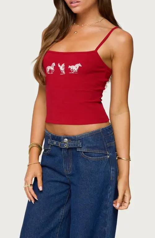 EDIKTED Graphic Crop Camisole - Red