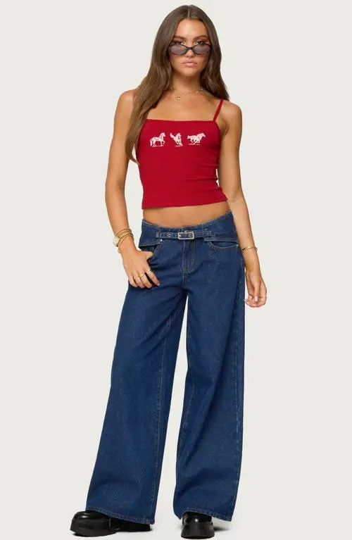 EDIKTED Graphic Crop Camisole - Red