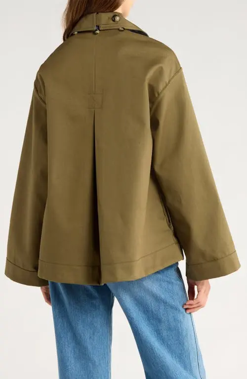 DAMSON MADDER Jerry Reversible Crop Trench Coat - Olive