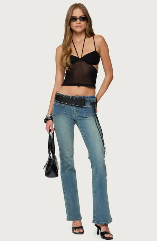 EDIKTED Sheer Mesh Strappy Crop Top