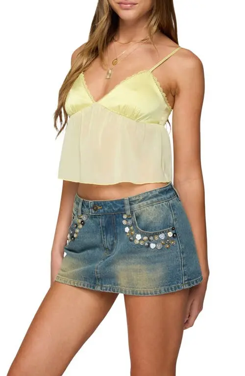 EDIKTED Krisa Sheer Chiffon Babydoll Top